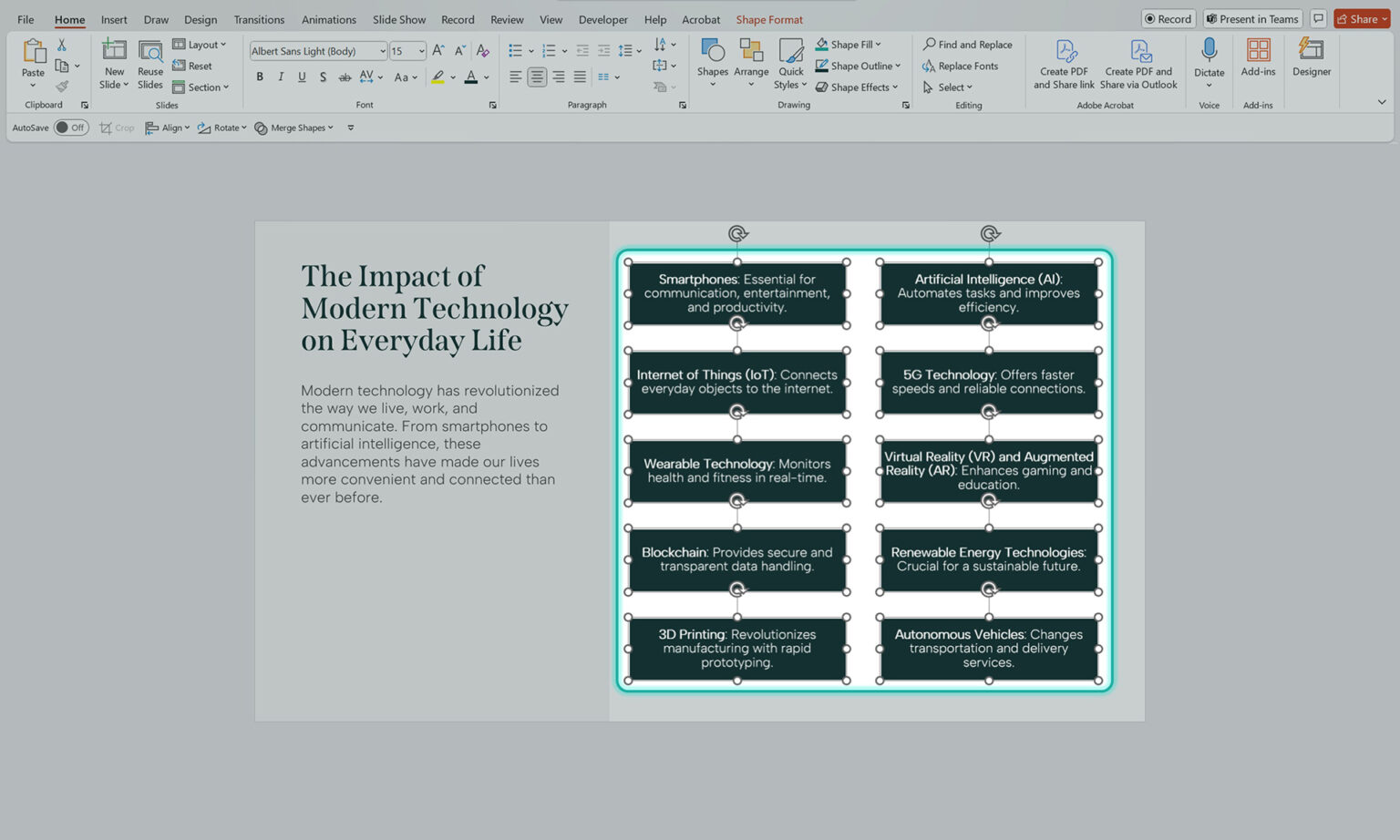 How to convert bullet lists boxes to design faster in PowerPoint