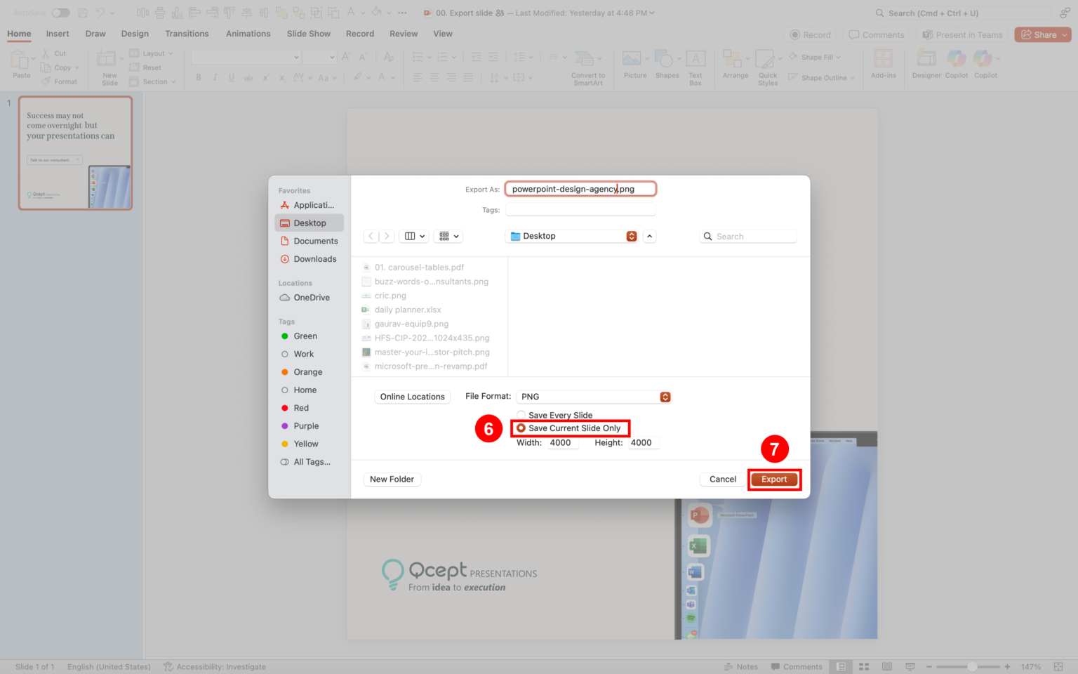 Export slides and objects as images in PowerPoint