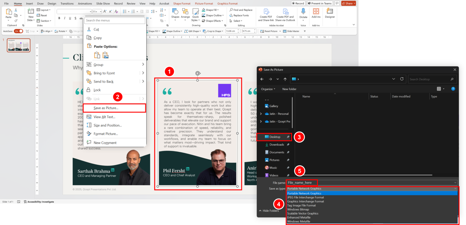Export slides and objects as images in PowerPoint