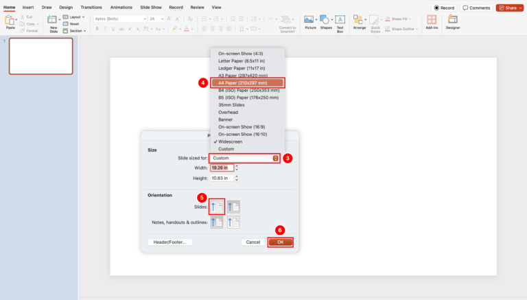 Custom the slide size per your end use in PowerPoint