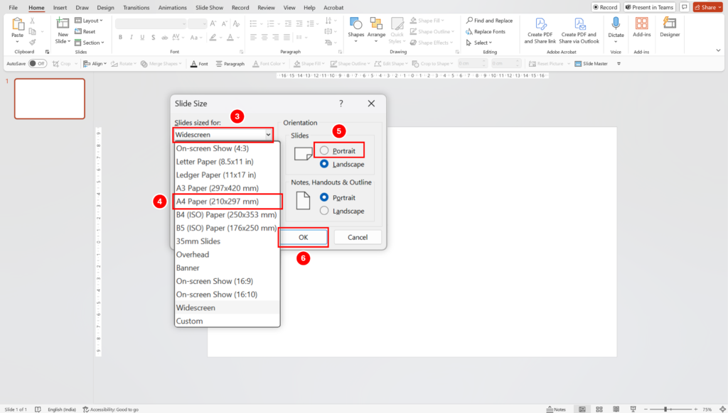Custom the slide size per your end use in PowerPoint