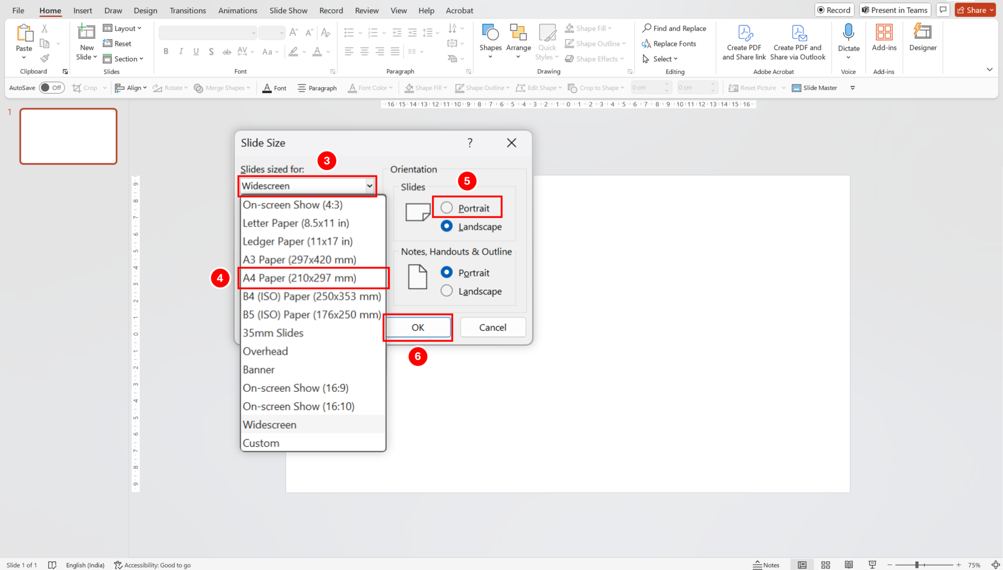 Custom the slide size per your end use in PowerPoint