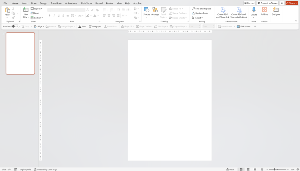 Custom the slide size per your end use in PowerPoint